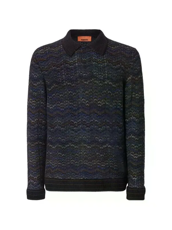 Missoni Long-sleeve Cashmere And Viscose Polo Shirt - Blue