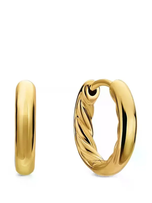 David Yurman Mercer Huggie Twisted Hoop Earrings In 18k Yellow