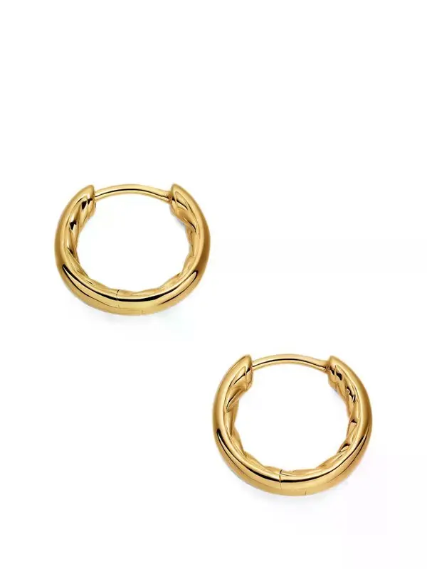 David Yurman Mercer Huggie Twisted Hoop Earrings In 18k Yellow