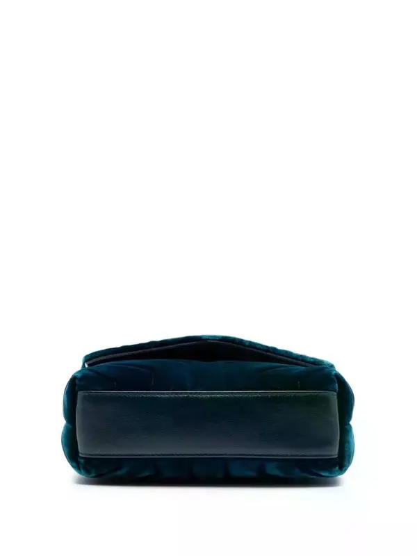 Saint Laurent Small Matelassé Velvet Monogram Loulou Shoulder Bag - Blue