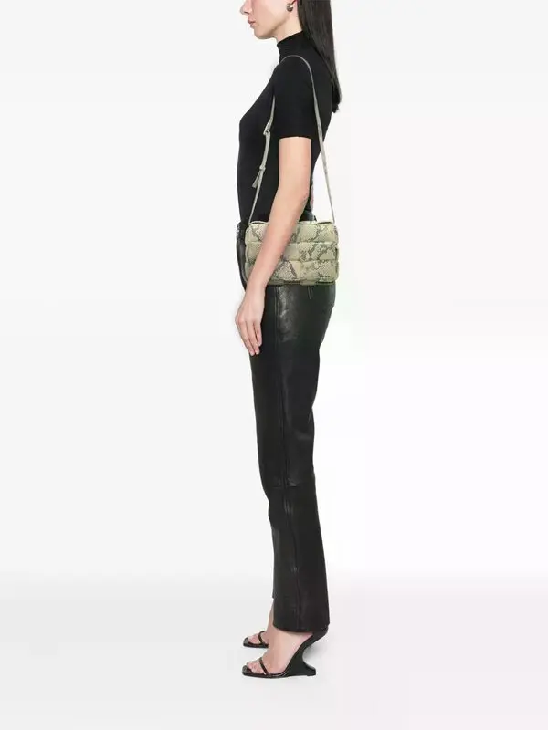 Bottega Veneta Python Embossed Goatskin Intrecciato Padded Cassette Crossbody Bag - Green