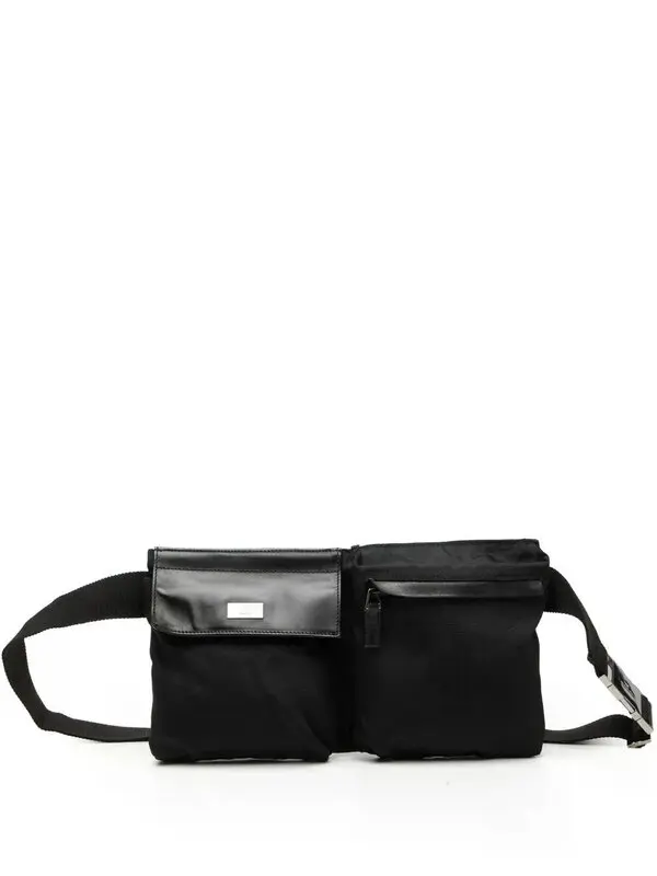Gucci Nylon Double Pocket Belt Bag - Black
