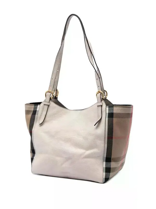 Burberry Small Leather And House Check Canvas Canterbury Tote Bag