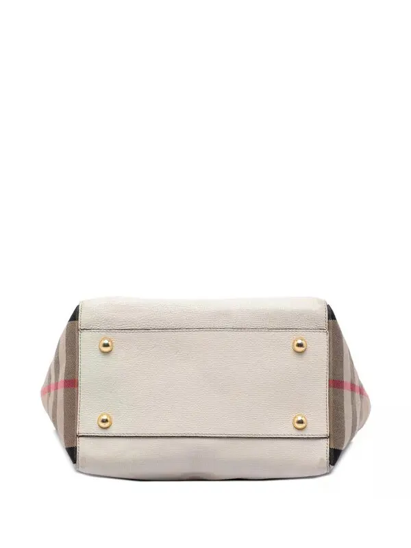 Burberry Small Leather And House Check Canvas Canterbury Tote Bag