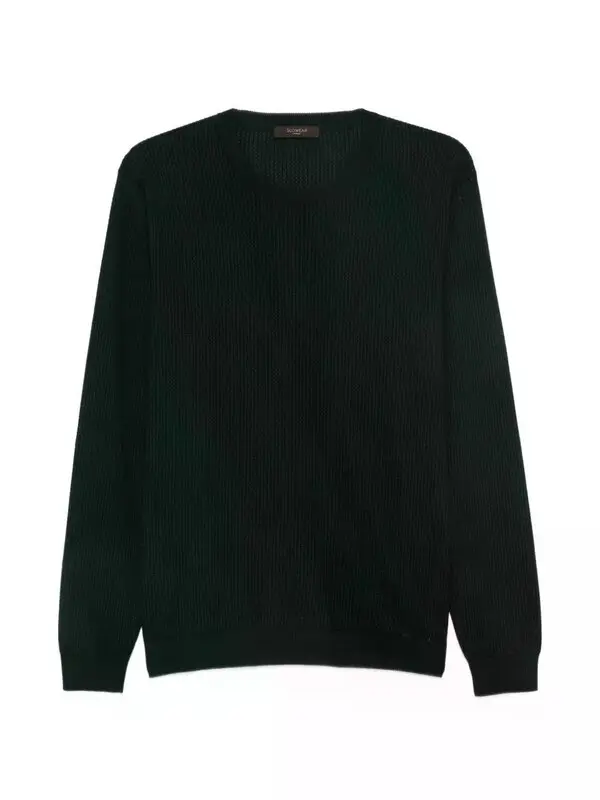 ZANONE Waffle-knit Crew Neck Sweater - Green