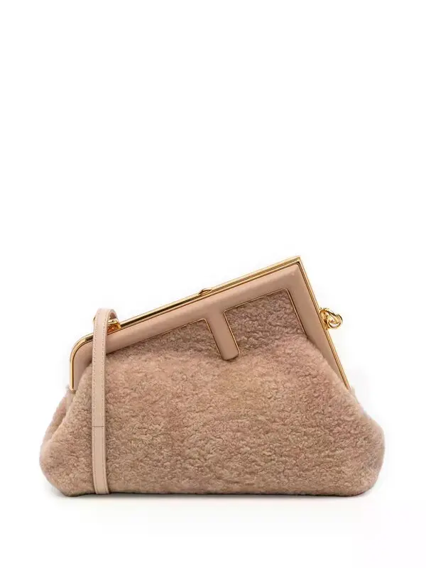 Fendi Shearling First Crossbody Bag - Brown