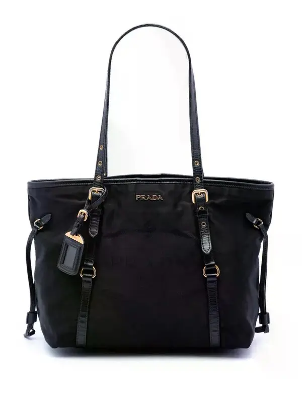 Prada Tessuto Logo Tote Bag - Black