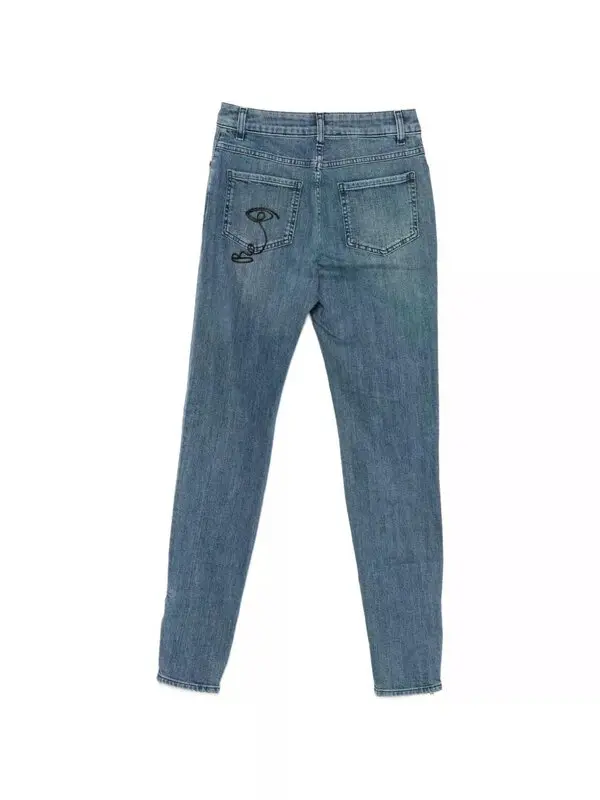 Moschino Embroidered Zip-cuff Jeans