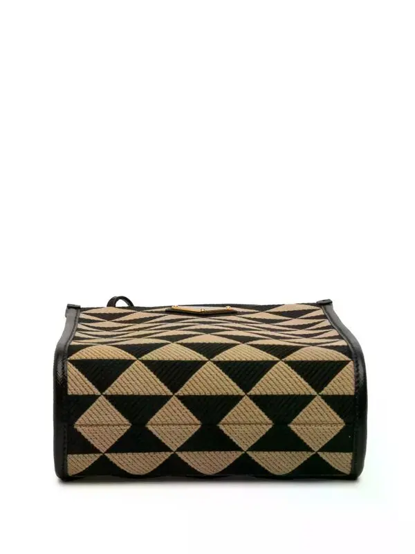 Prada Mini Embroidered Jacquard Symbole Triangolo Satchel
