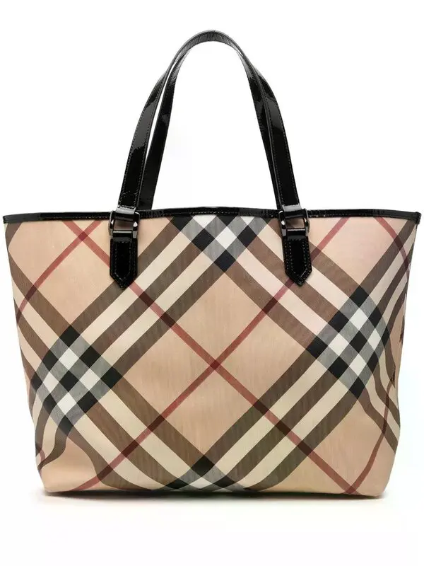 Burberry Supernova Check Coated Canvas Tote Bag