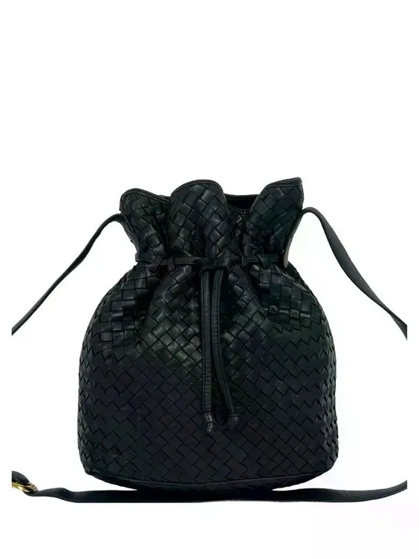 Bottega Veneta Nappa Intrecciato Drawstring Bucket Bag - Black