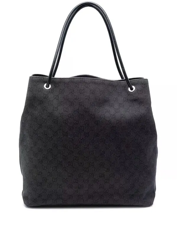 Gucci Large Gg Denim Gifford Tote Bag - Grey