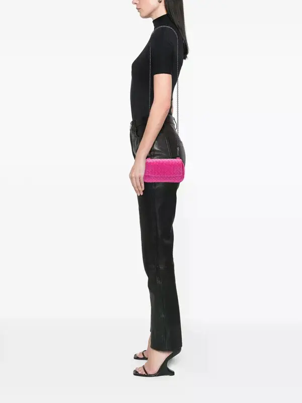 Bottega Veneta Mini Expandable Chain Flap Crossbody Bag - Pink