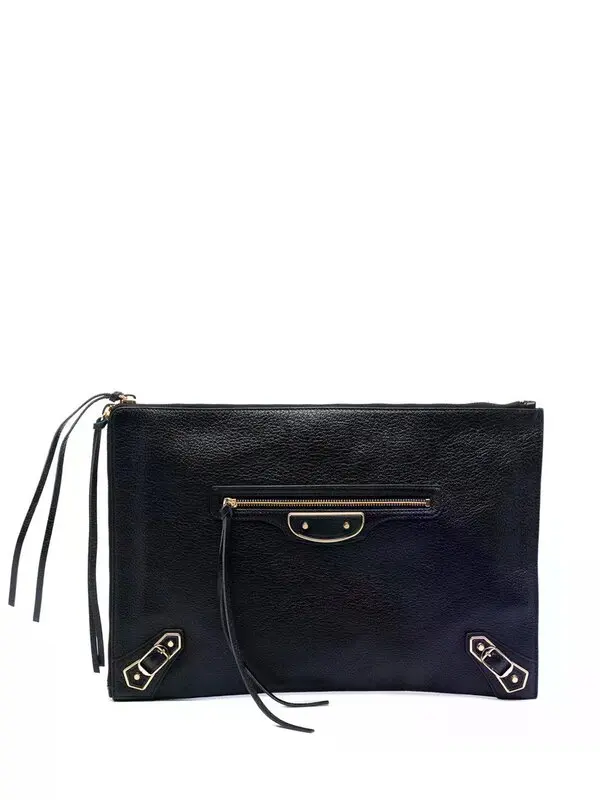 Balenciaga Metallic Edge Clutch Bag - Black