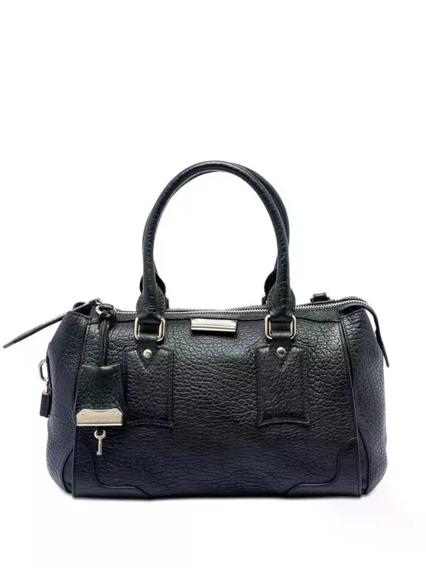 Burberry Small Heritage Grain Leather Gladstone Satchel - Black