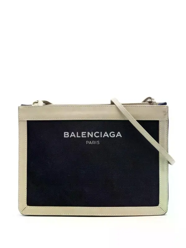 Balenciaga Navy Canvas Pochette M Crossbody Bag - Black