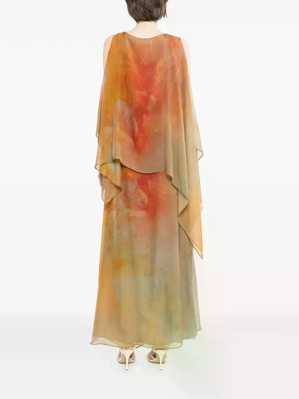 YANGKEHAN Floral Print Draped Dress