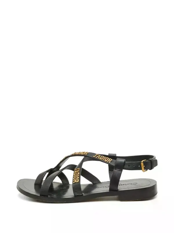 Dior J'adior Strappy Flat Sandals - Black