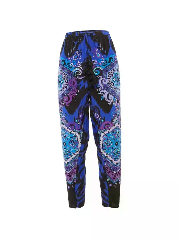 Emilio Pucci Silk Suzani Print Trousers - Blue