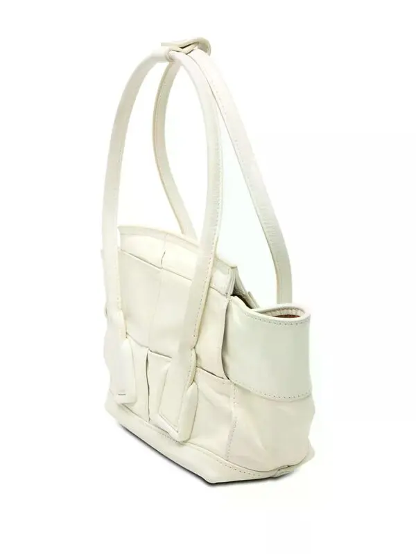 Bottega Veneta Mini Calfskin Maxi Intrecciato Arco Slouch Satchel - White