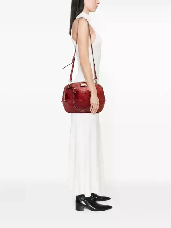 Burberry Heritage Grain Check Embossed Leather Orchard Bowling Bag