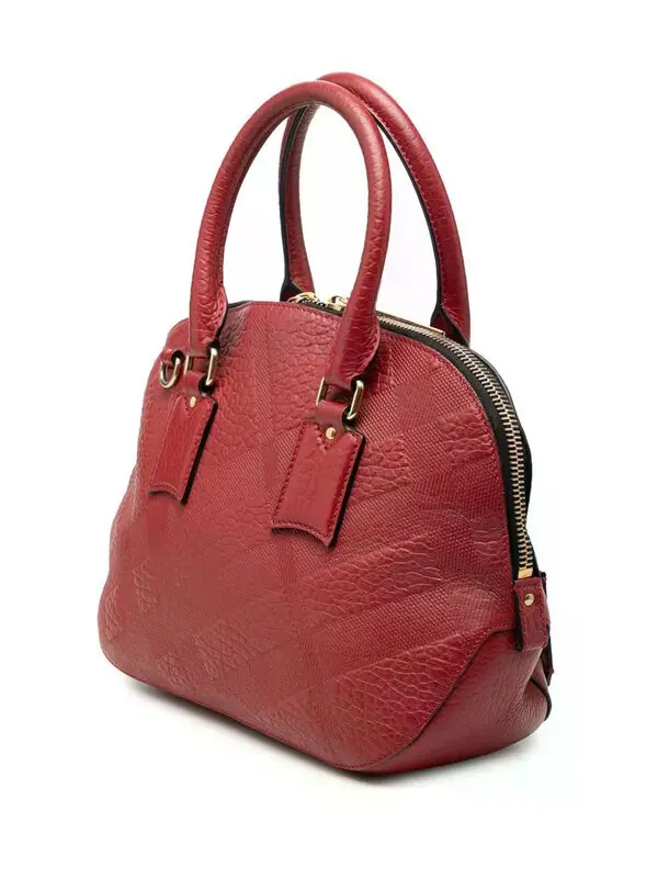 Burberry Heritage Grain Check Embossed Leather Orchard Bowling Bag