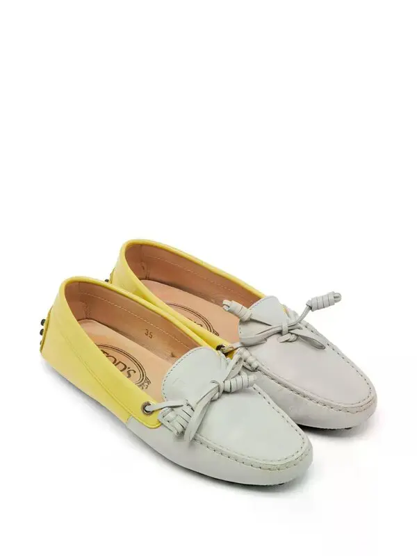 TOD'S Leather Bow Detail Loafers - Grey