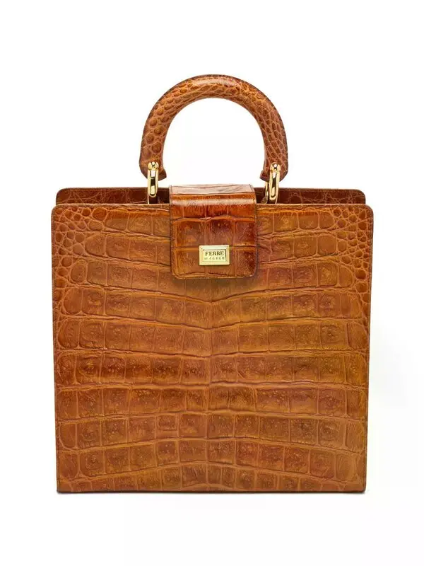 Gianfranco Ferre Crocodile-embossed Leather Tote Bag