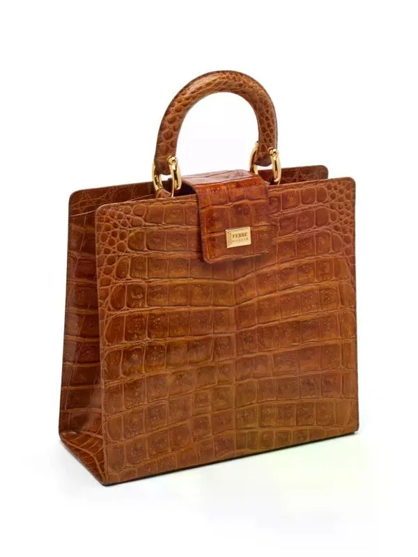 Gianfranco Ferre Crocodile-embossed Leather Tote Bag