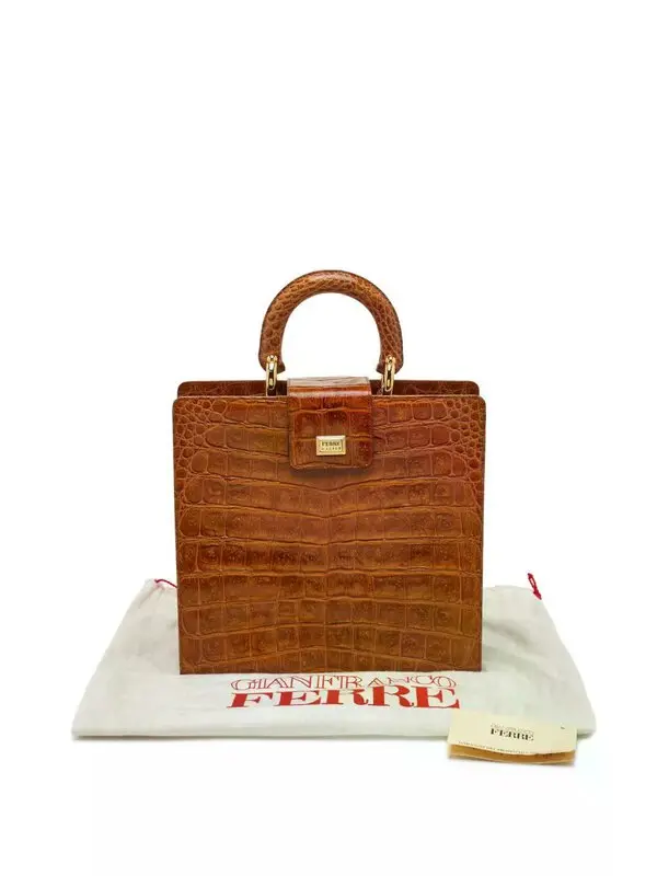 Gianfranco Ferre Crocodile-embossed Leather Tote Bag
