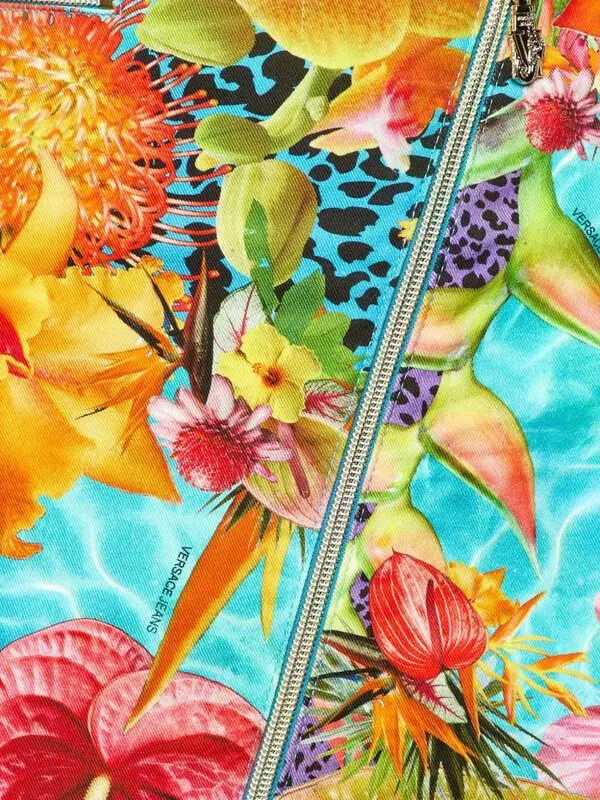 Versace Floral Print Skirt With Zip Detail