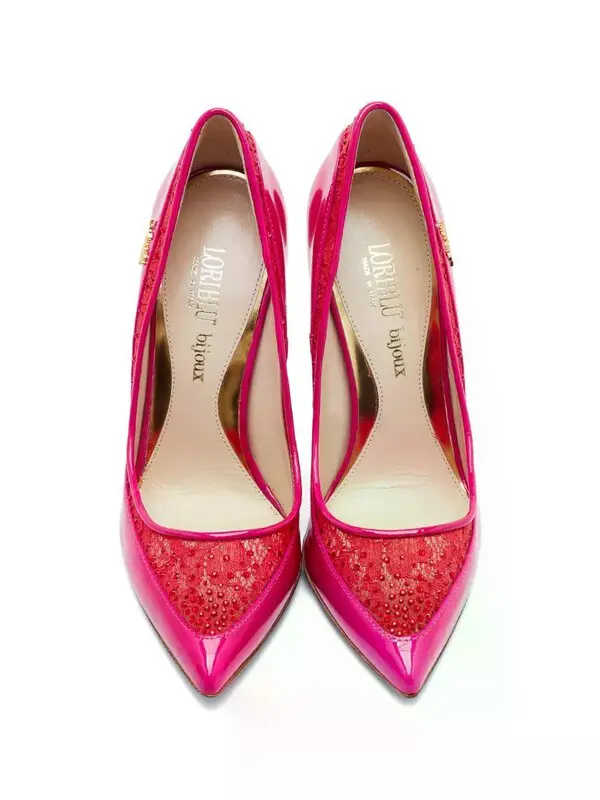 LORIBLU Lace Patent Leather Pumps