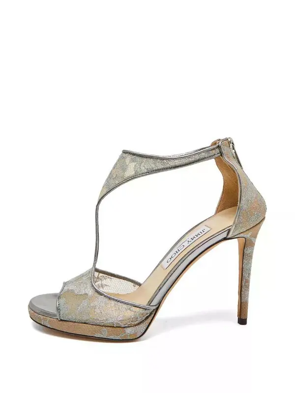JIMMY CHOO T-bar Lace-mesh Sandals - Silver