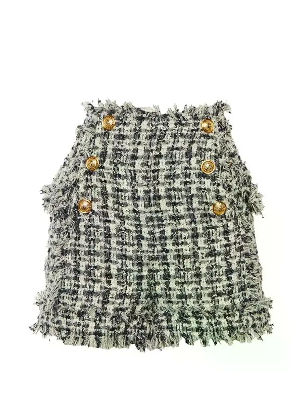 Balmain Tweed Frayed-hem Shorts