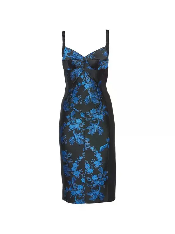 Stella McCartney Floral Jacquard Bustier Midi Dress - Black