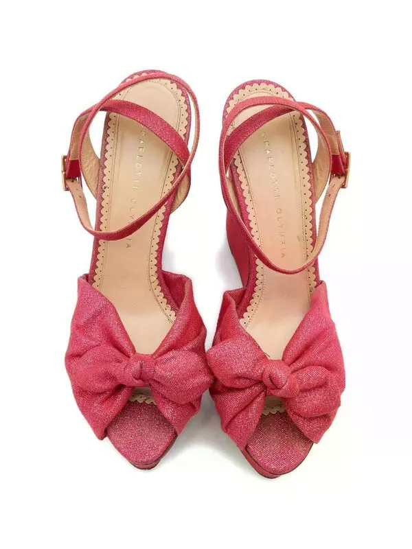 CHARLOTTE OLYMPIA Glitter Bow Wedge Sandals