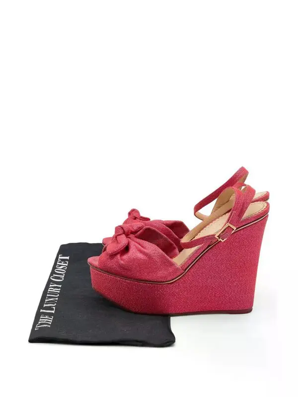 CHARLOTTE OLYMPIA Glitter Bow Wedge Sandals