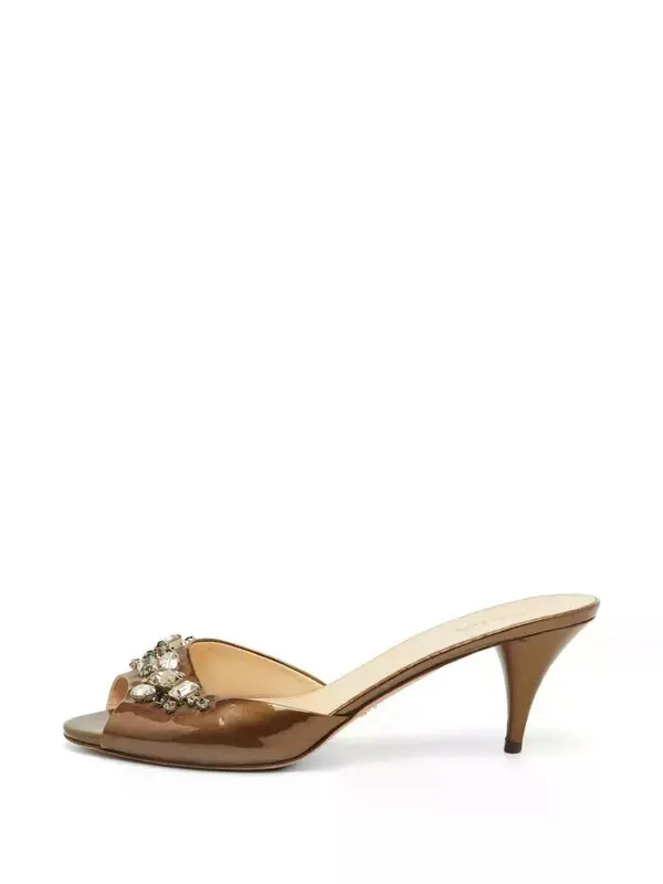 Prada Crystal-embellished Slip-on Heeled Sandals - Brown