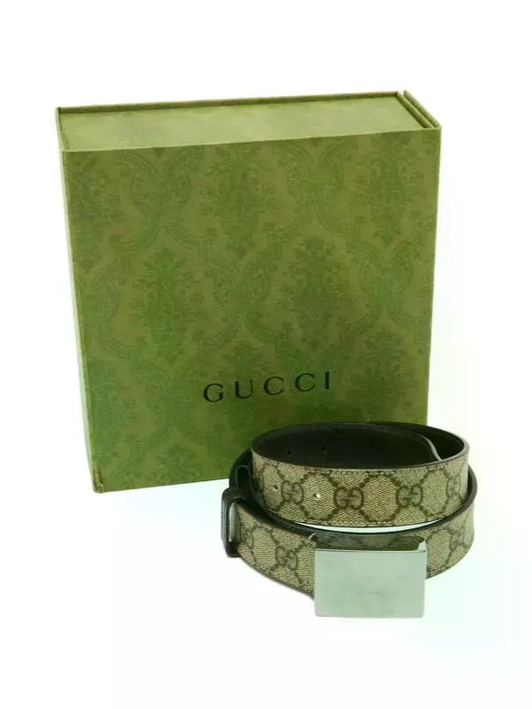 Gucci Gg Supreme Engraved Buckle Belt