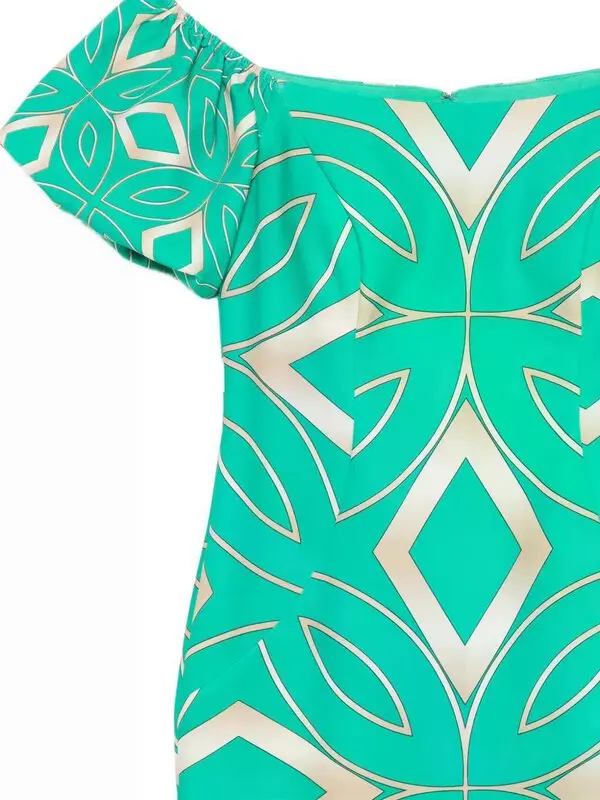 ALLURE Geometric Print Off-shoulder Dress