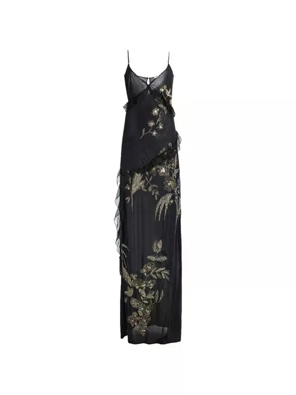 WIEDERHOEFT Embellished Ruffled Dress - Black