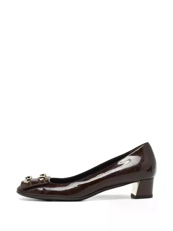 Gucci Patent Leather Pumps With Stud Embellishments - Brown