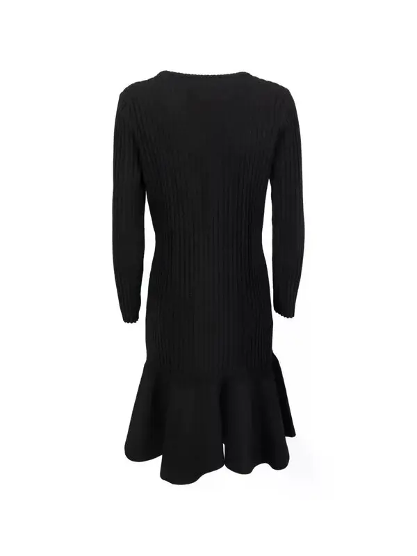 Saint Laurent Ribbed Knit Ruffled Midi Dress