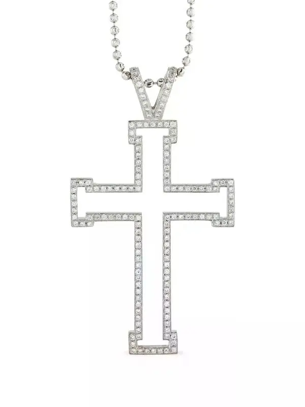 THEO FENNELL 18k White Gold Diamond Cross Pendant Necklace - Silver