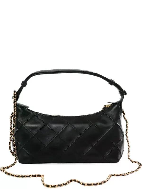 Tory Burch Diamond Quilted Leather Tote Bag With Chain Strap - Black