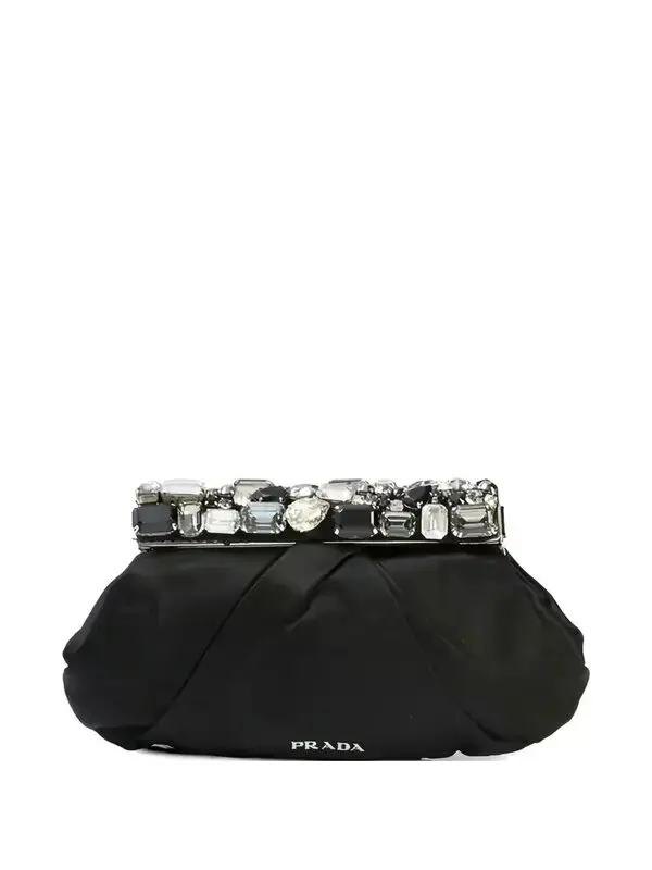 Prada Crystal-embellished Logo Clutch Bag