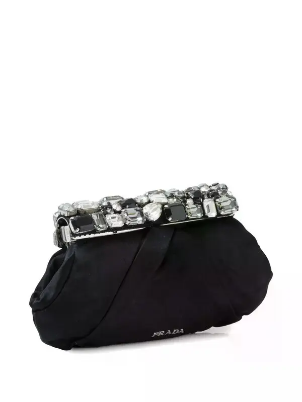 Prada Crystal-embellished Logo Clutch Bag