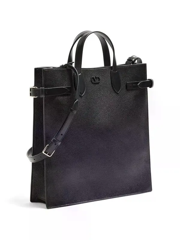 Valentino Garavani Antibes Shopping Bag In Grained Leather - Black