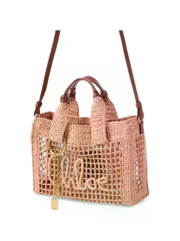Chloé Small Raffia Tote Bag - Pink