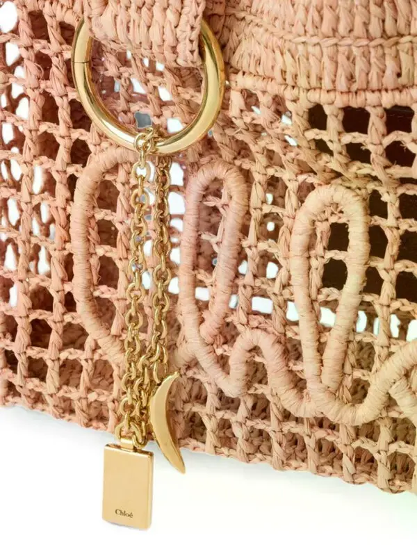 Chloé Small Raffia Tote Bag - Pink